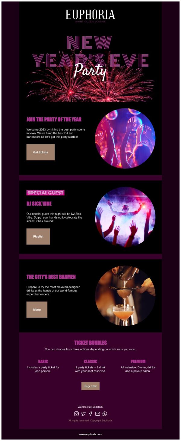 Event Promotion Email Template 'Join the Party' for New Year | PosterMyWall