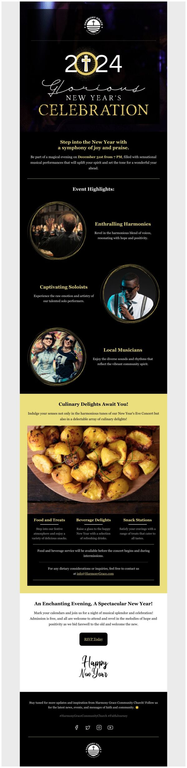 Event Promotion Email Template 'Joy and Praise' for New Year | PosterMyWall