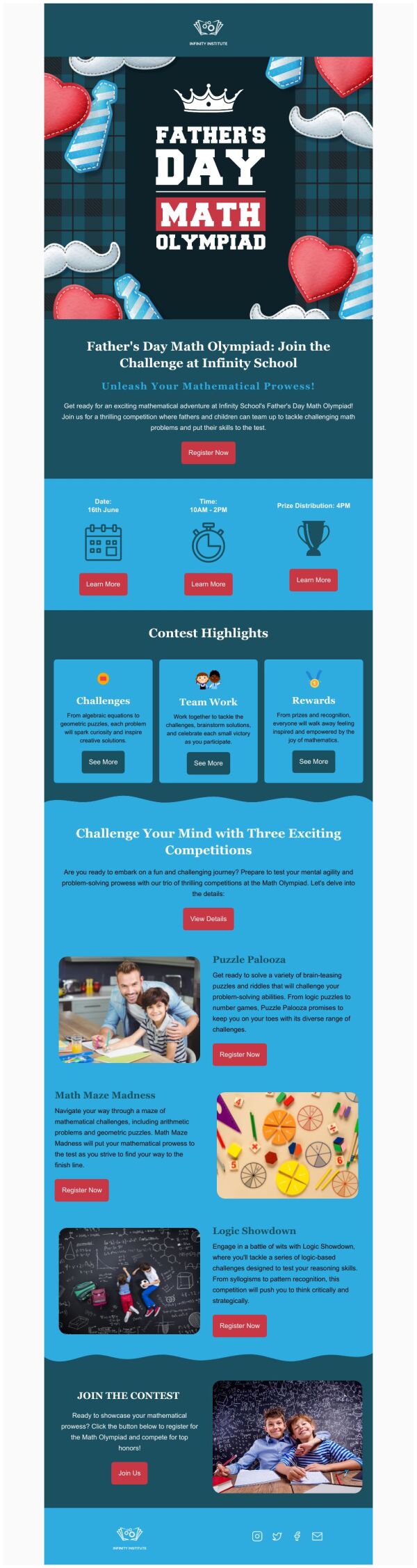 Event Promotion Email Template 'Math Olympiad' for Father's Day ...