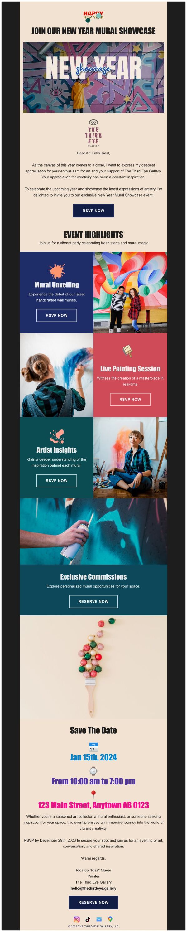 Event Promotion Email Template 'Mural Showcase' for New Year | PosterMyWall