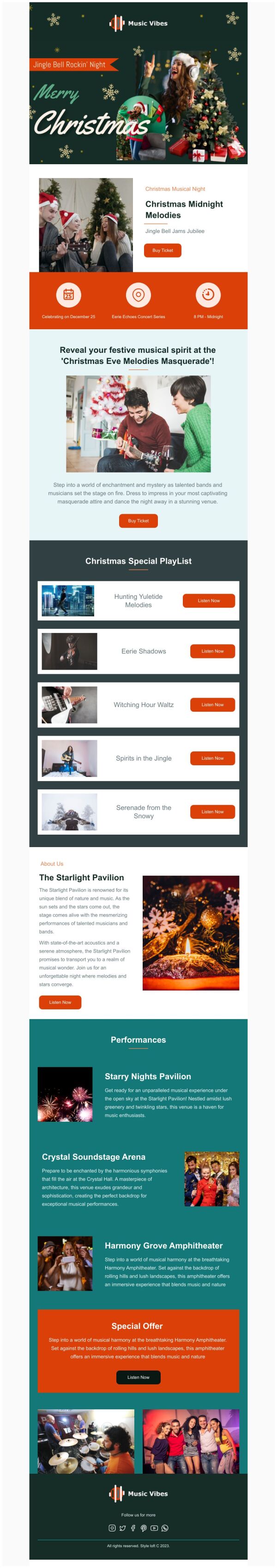 Event Promotion Email Template 'Music Vibes' for Christmas | PosterMyWall
