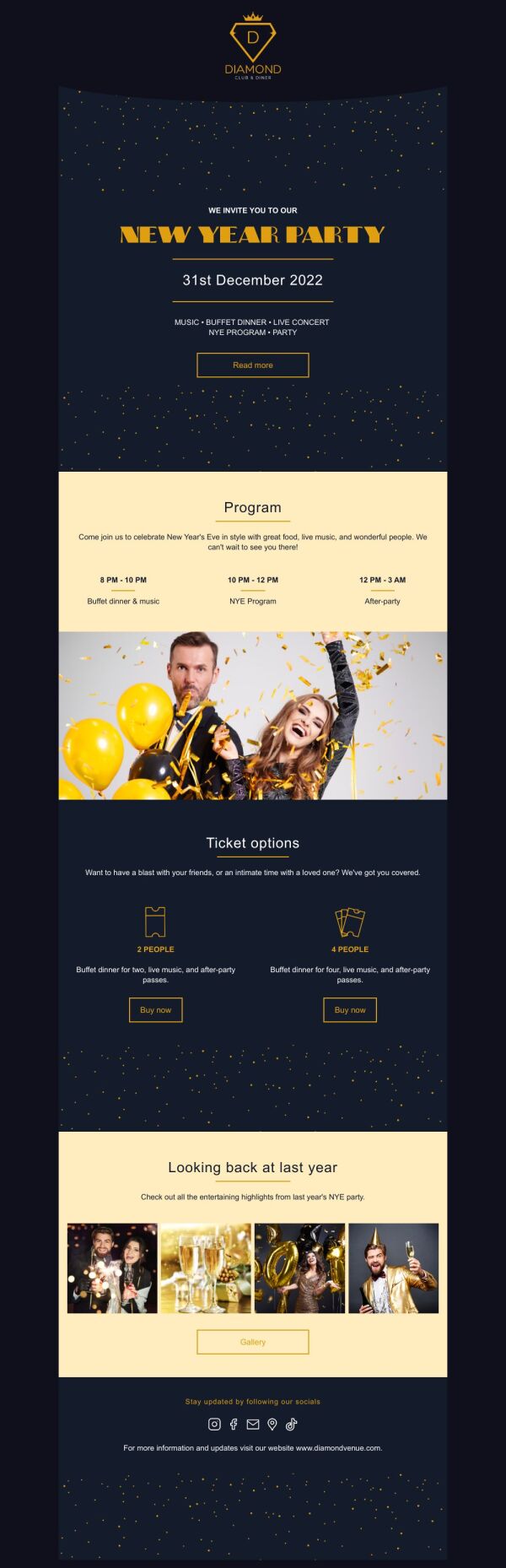 Event Promotion Email Template 'NYE Program' for New Year | PosterMyWall