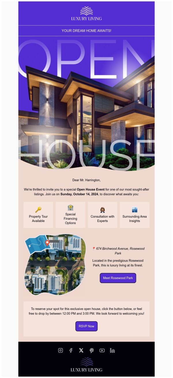 Event Promotion Email Template 'Open House' for Real Estate | PosterMyWall