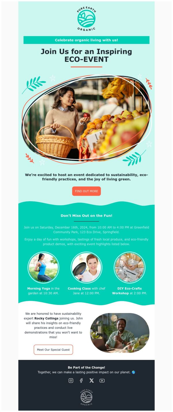 Event Promotion Email Template 'Organic Living' for Environment ...