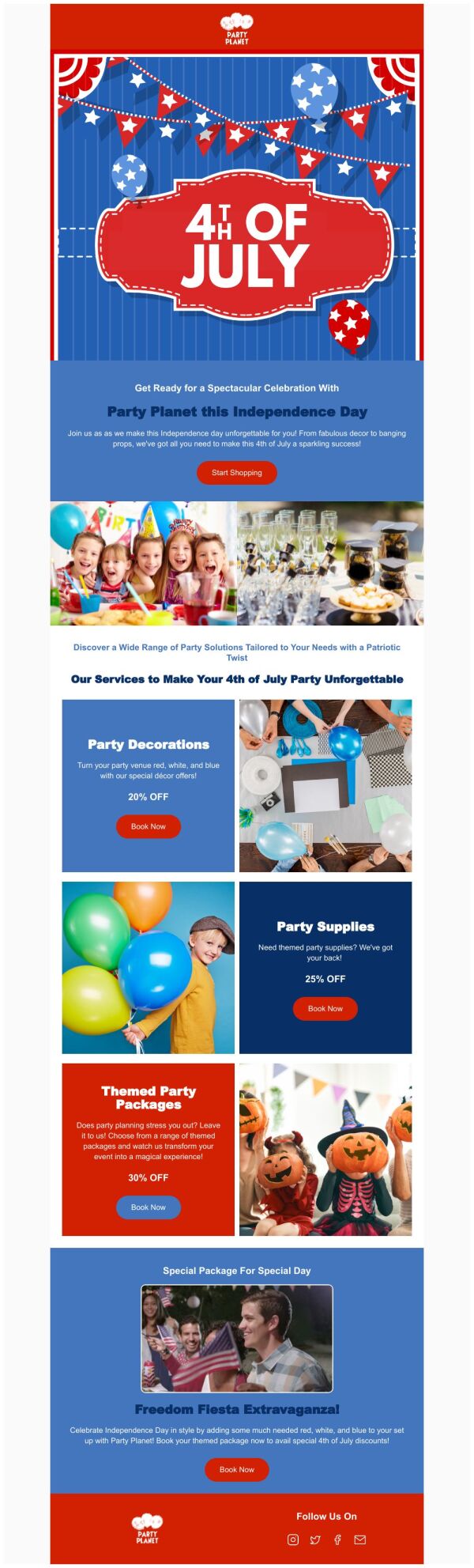 Event Promotion Email Template 'Party Planners' for 4th of July ...