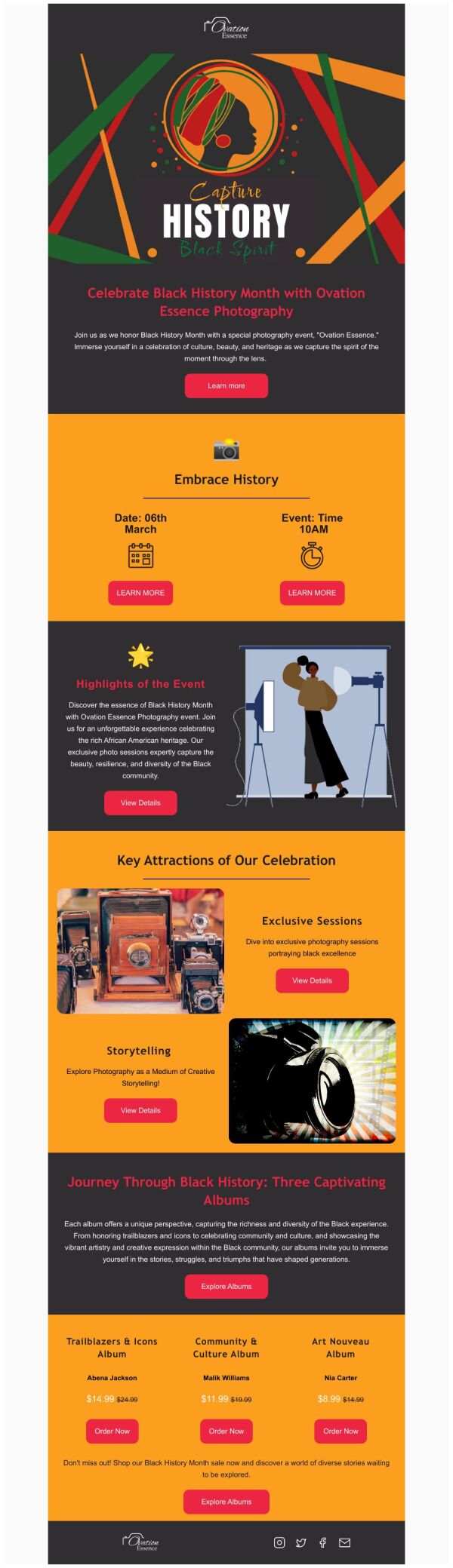 Event Promotion Email Template 'Photography Exhibition' for Black ...