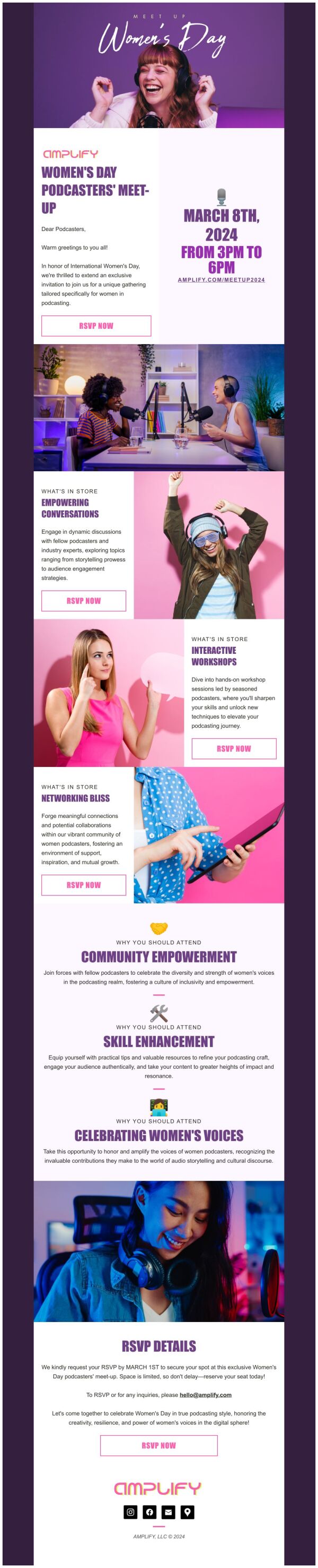 Event Promotion Email Template 'Podcaster's Meetup' for Women's Day ...