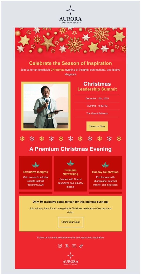 Event Promotion Email Template 'Season of Inspiration' for Christmas ...