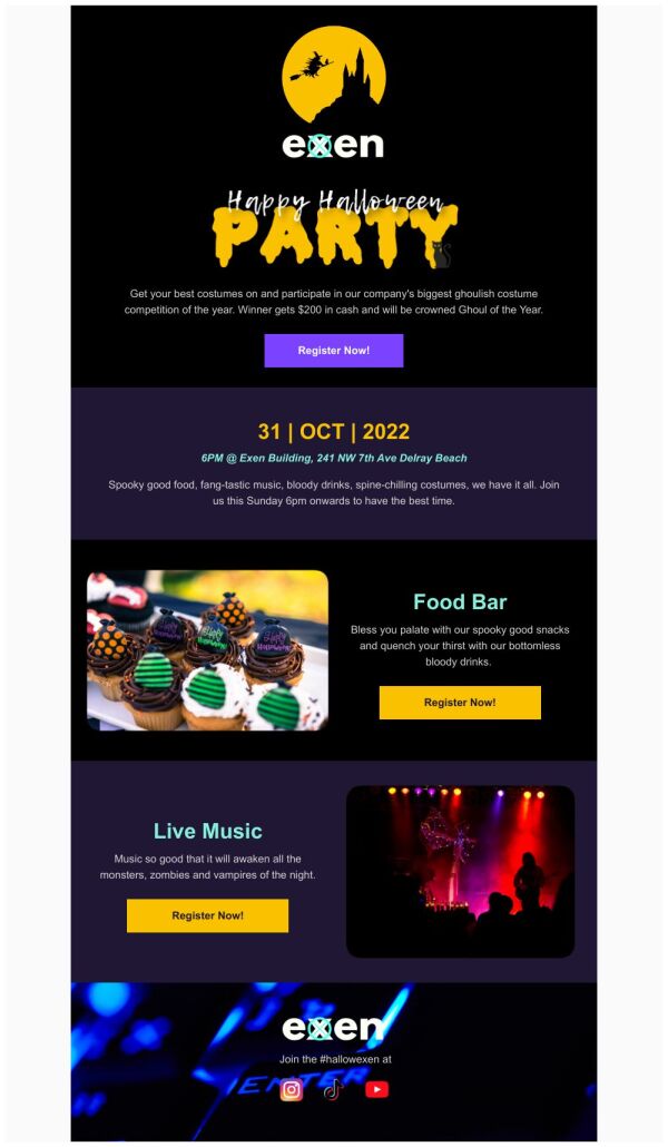 Event Promotion Email Template 'Spooky Good Snacks' for Halloween ...