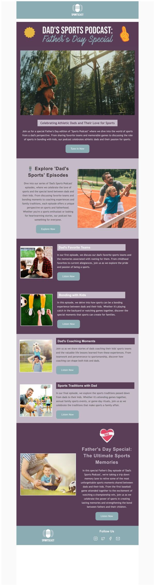 Event Promotion Email Template 'SportsCast' for Father's Day | PosterMyWall