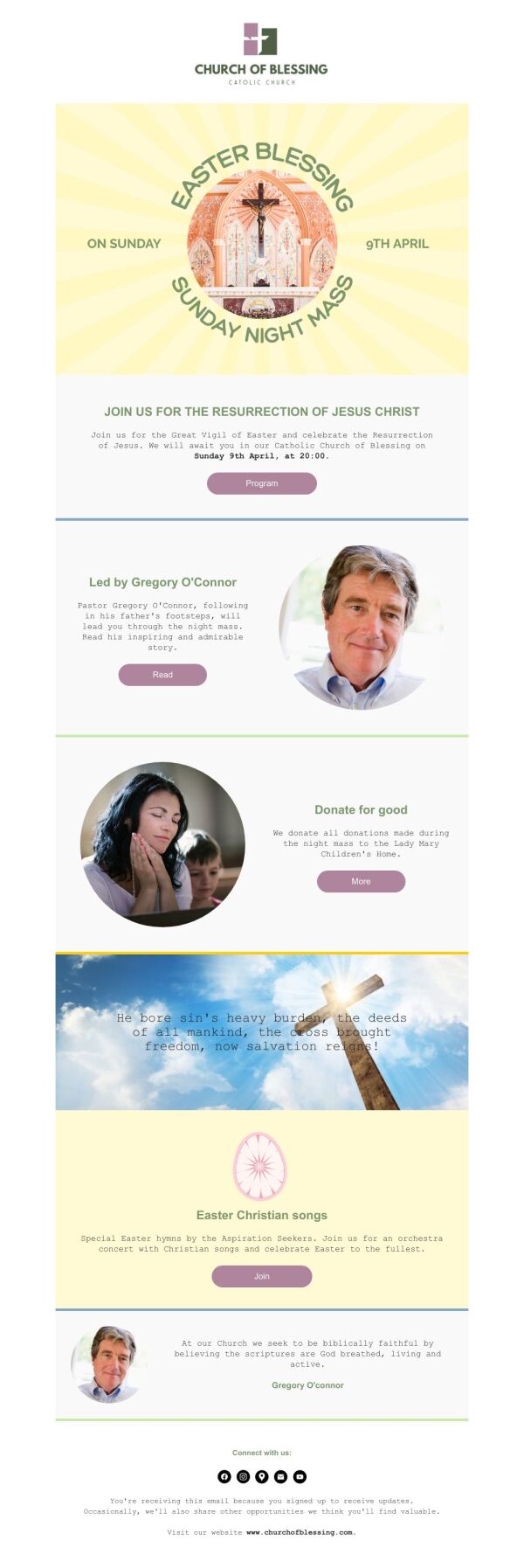 Event Promotion Email Template 'Sunday Night Mass' for Easter ...