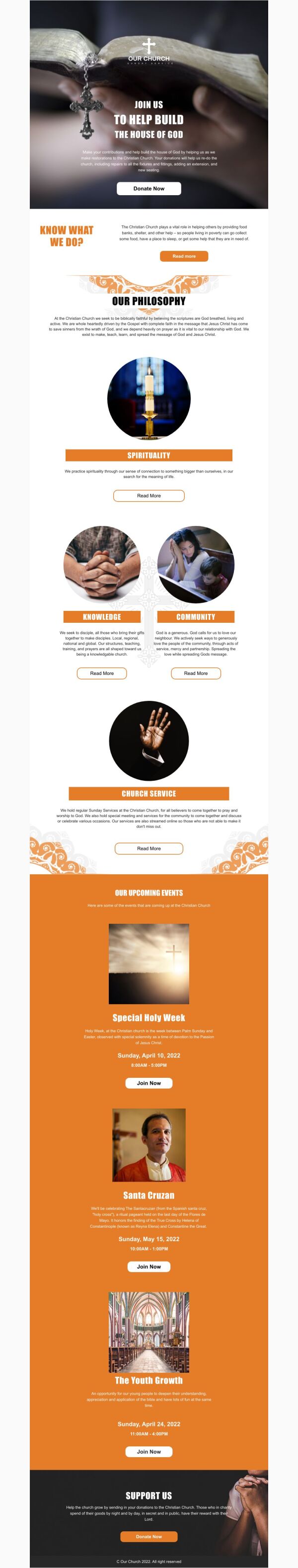 Event Promotion Email Template 'Sunday Service' for Church | PosterMyWall