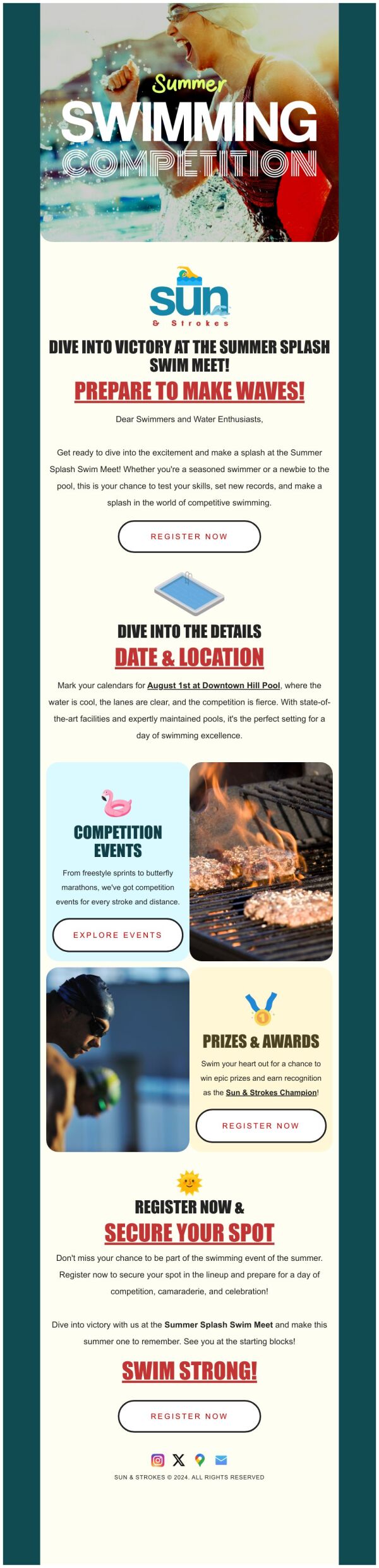 Event Promotion Email Template 'Swimming Competition' for Summer ...