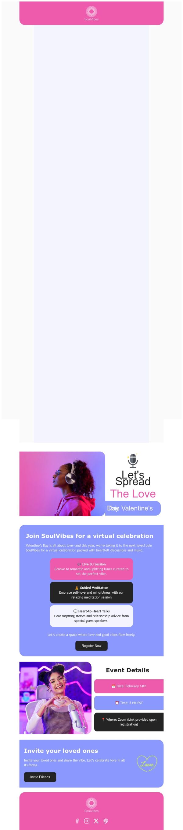 Event Promotion Email Template 'Virtual Celebration' for Valentine's ...