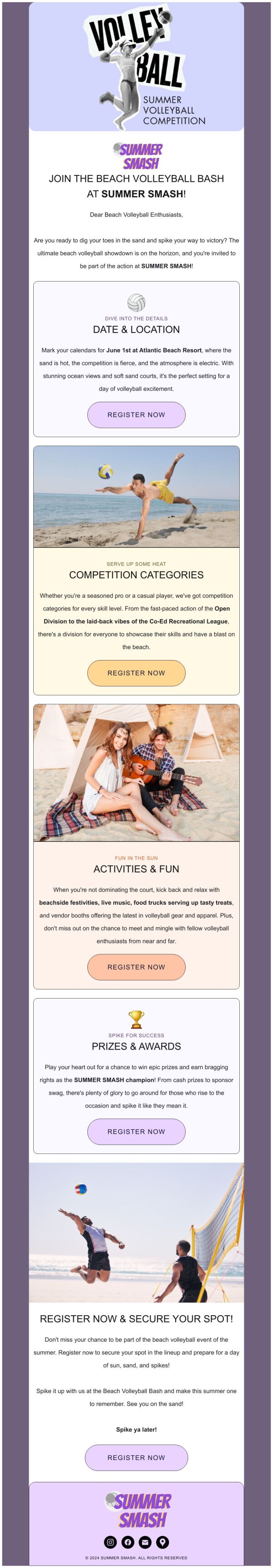 Event Promotion Email Template 'Volleyball' for Summer | PosterMyWall