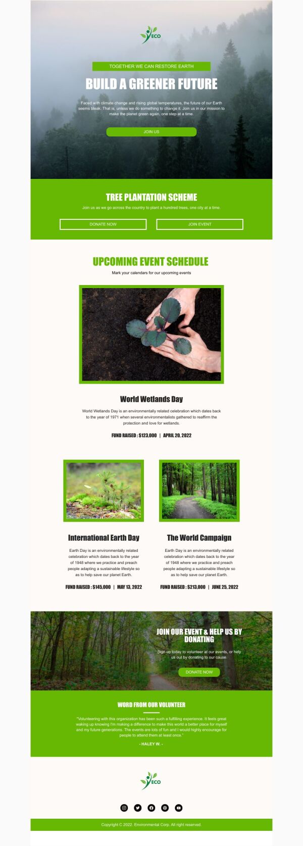 Event Schedule Email Template 'A Greener Future' for Environment Agency ...