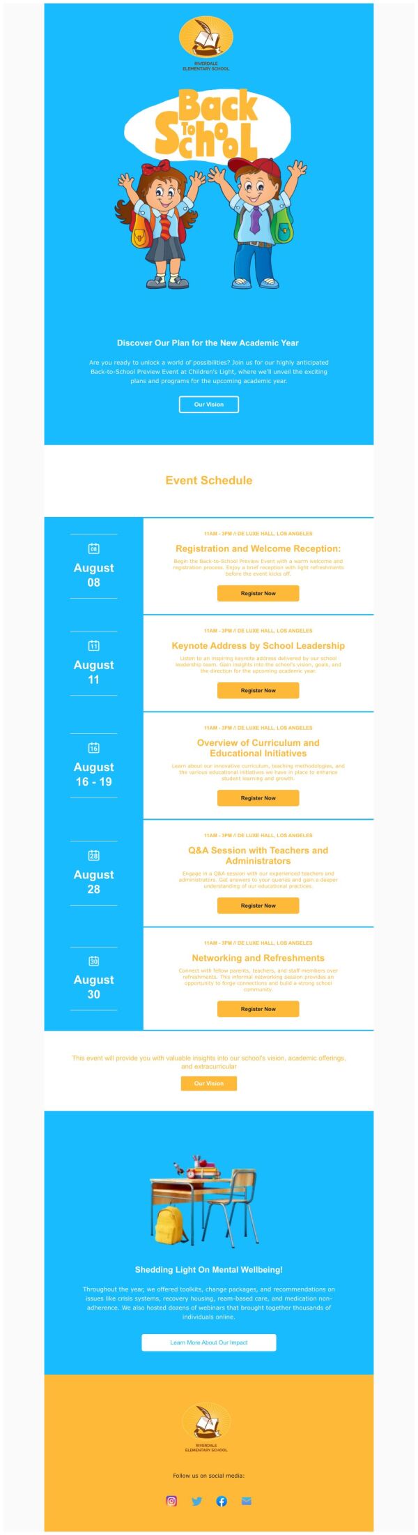 Event Schedule Email Template 'Academic Year' for Back to School ...