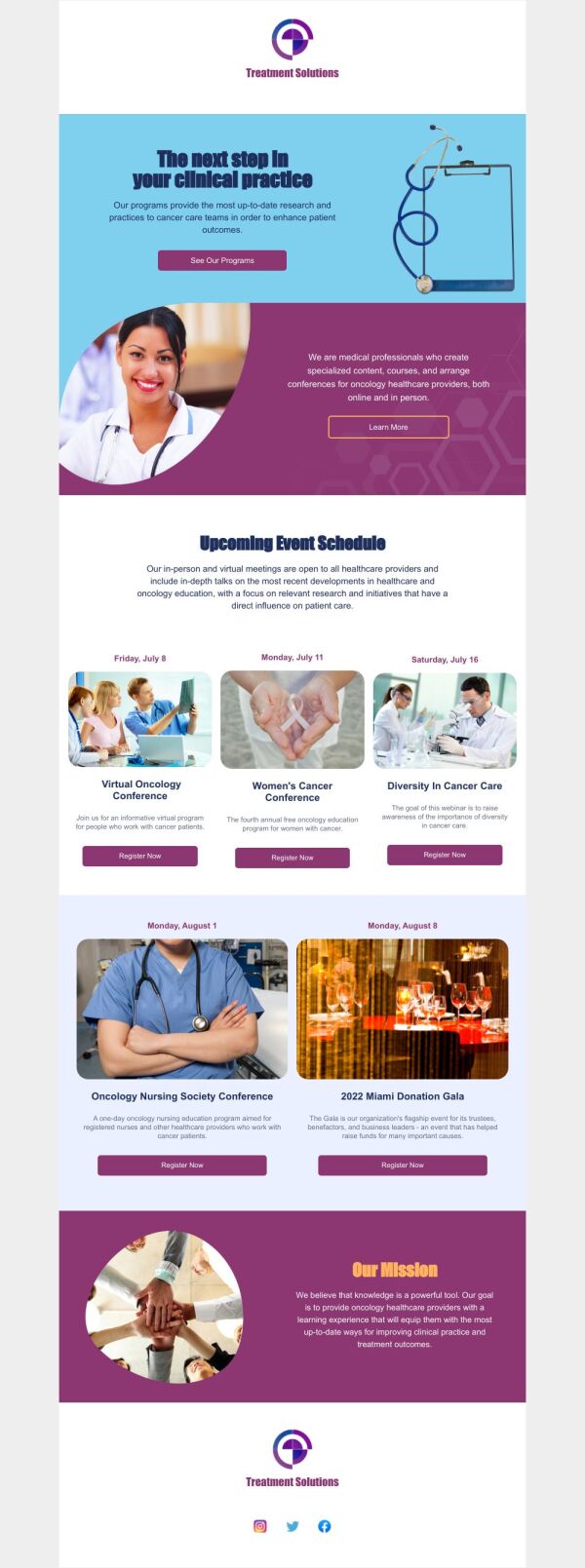 Event Schedule Email Template 'Cancer Conference' for Doctors ...