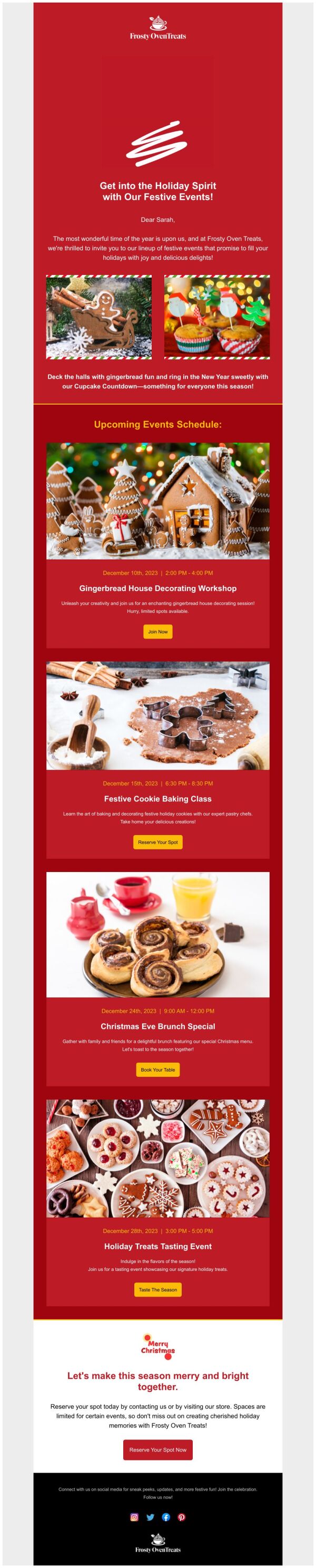 Event Schedule Email Template 'Cookie Baking Class' for Christmas ...