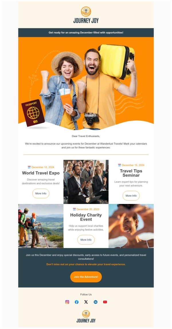 Event Schedule Email Template 'Expo' for Travel | PosterMyWall
