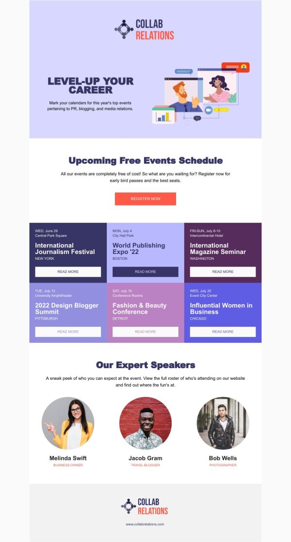 Event Schedule Email Template 'Learn From The Experts' for Publications ...