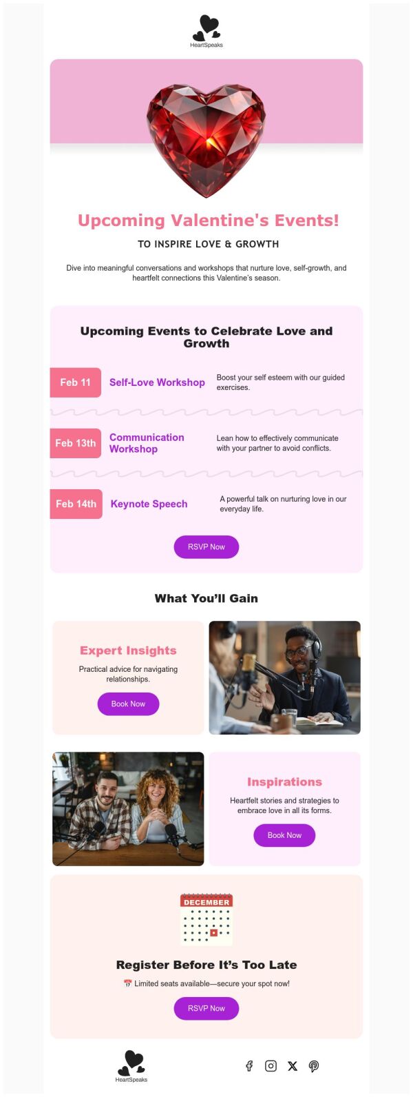 Event Schedule Email Template 'Love and Growth' for Valentine's Day ...