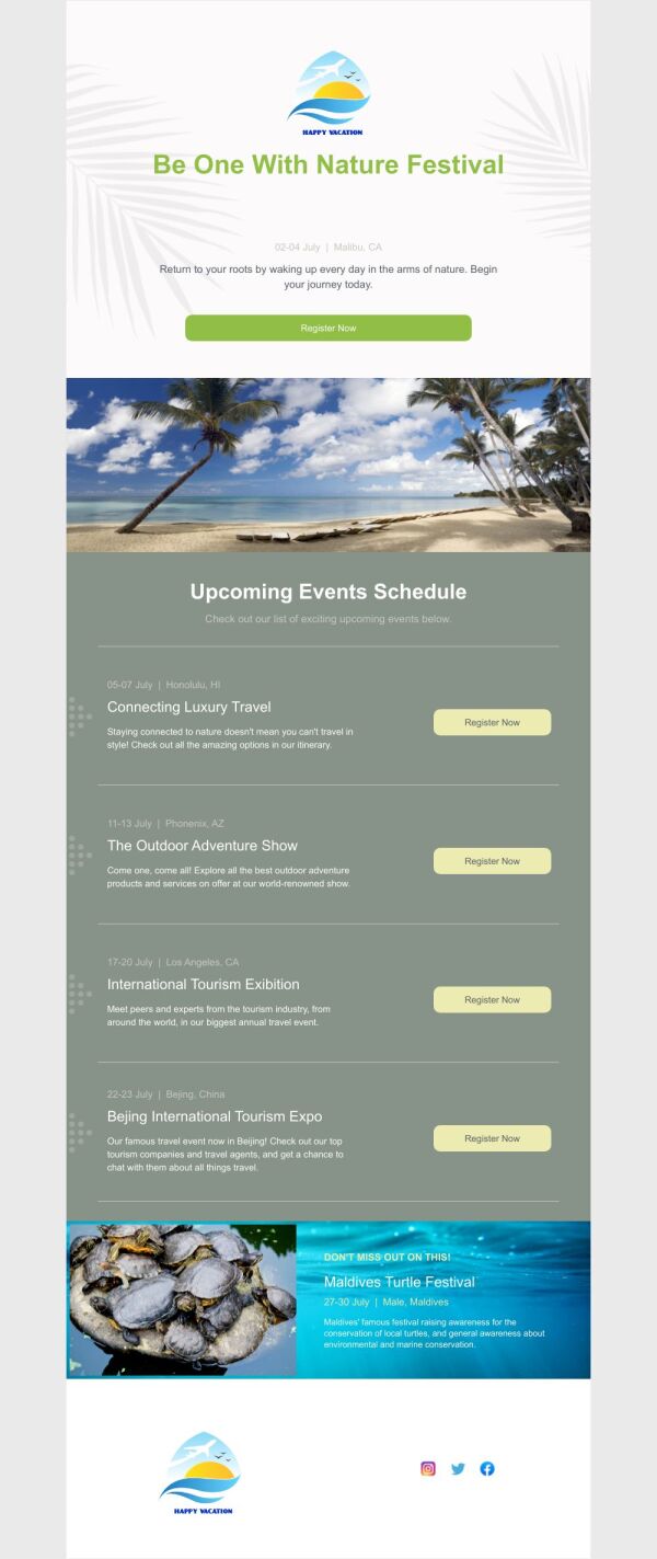 Event Schedule Email Template 'Nature Festival' for Travel Industry ...