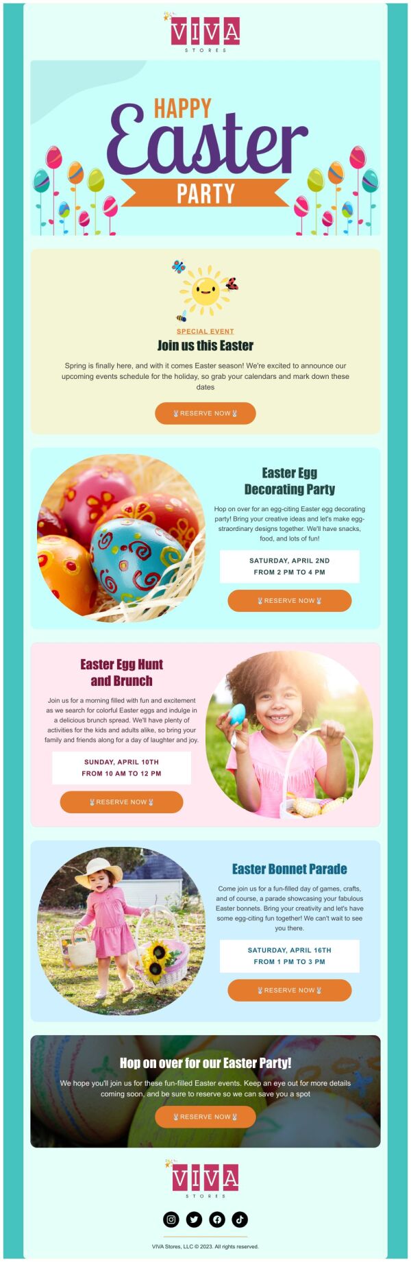 Event Schedule Email Template 'Party, Brunch and Parade' for Easter ...