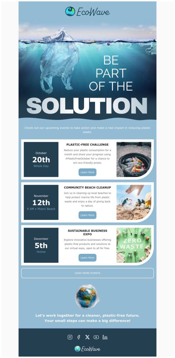 Event Schedule Email Template 'Plastic Free' for Environment | PosterMyWall