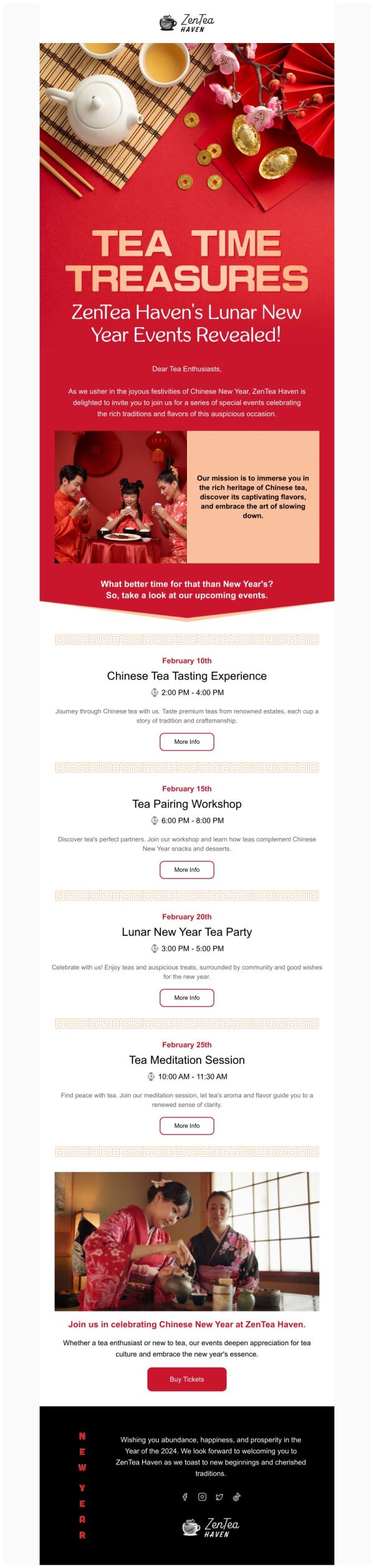Event Schedule Email Template 'Tea Time Treasures' for Chinese New Year | PosterMyWall