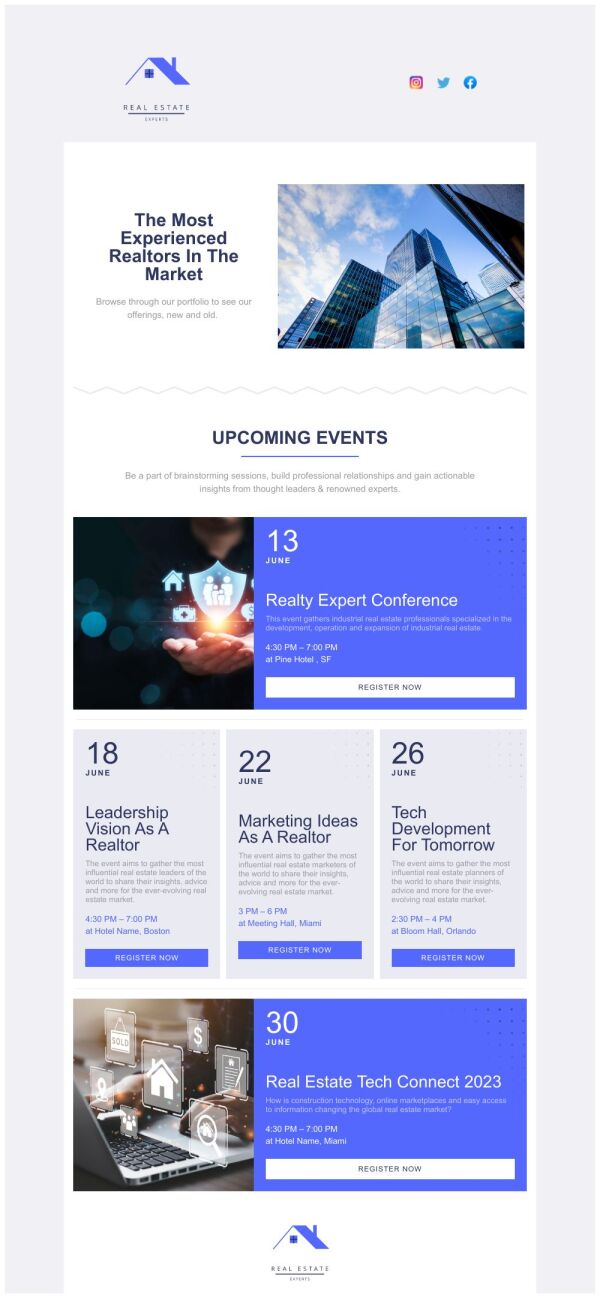Event Schedule Email Template 'Upcoming Property Events' for Realtors ...