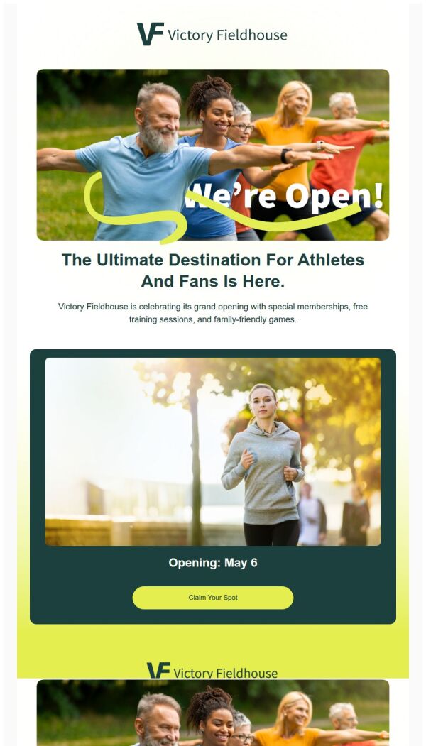 Grand Opening Email Template 'Athletes Destination' for Sports ...