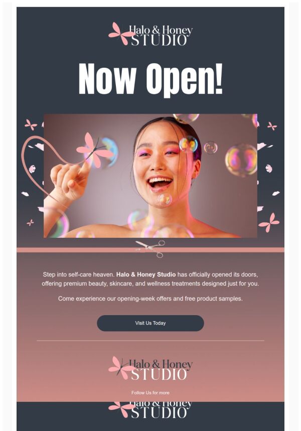 Grand Opening Email Template 'Beauty Treatments' for Spa | PosterMyWall