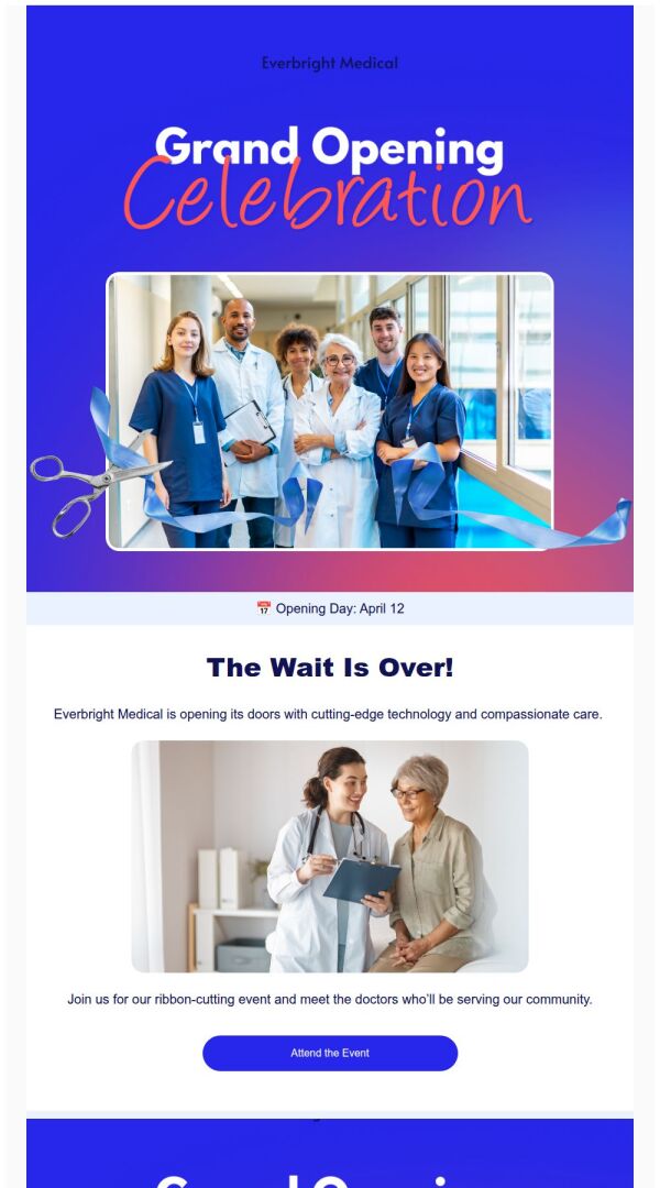 Grand Opening Email Template 'Compassionate Care' for Healthcare ...