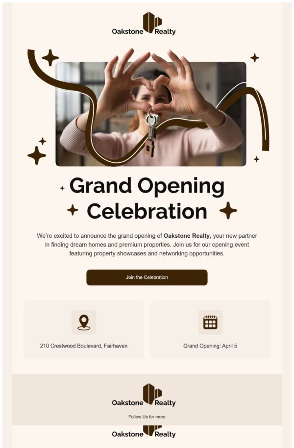 Grand Opening Email Template 'Dream Homes' for Real Estate | PosterMyWall