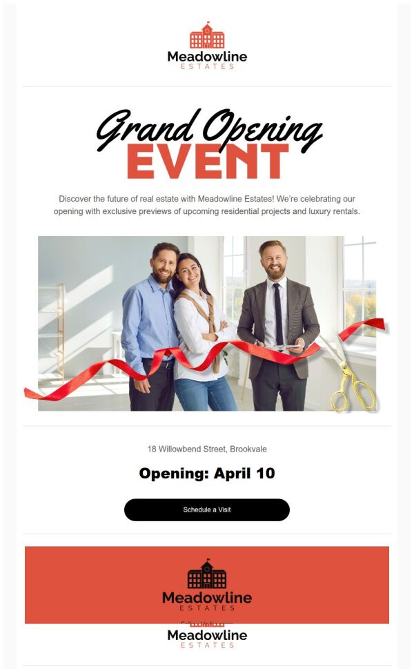 Grand Opening Email Template 'Luxury Rentals' for Real Estate ...