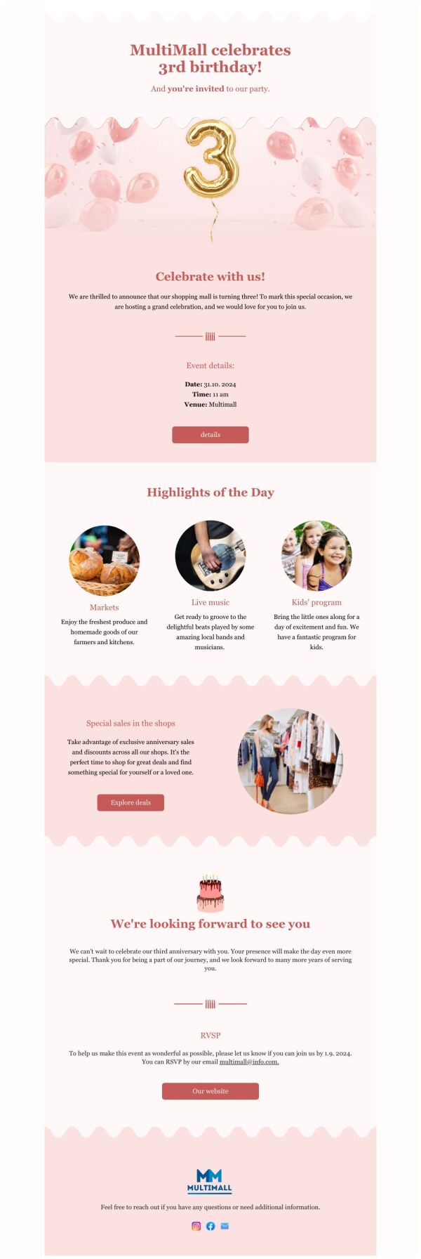 Invitation Email Template '3rd Birthday' for Party | PosterMyWall