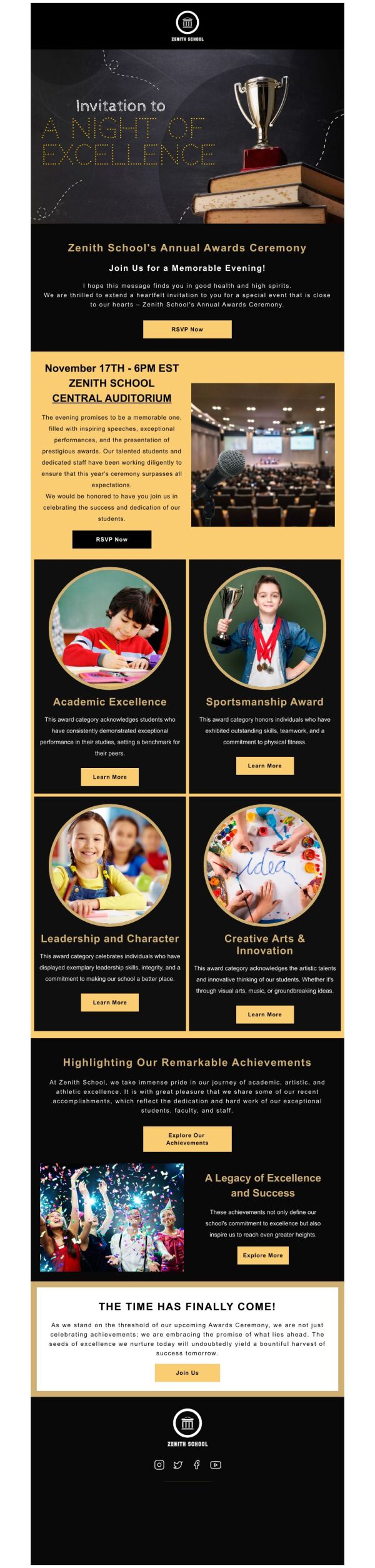 Invitation Email Template 'Awards Ceremony' for School | PosterMyWall