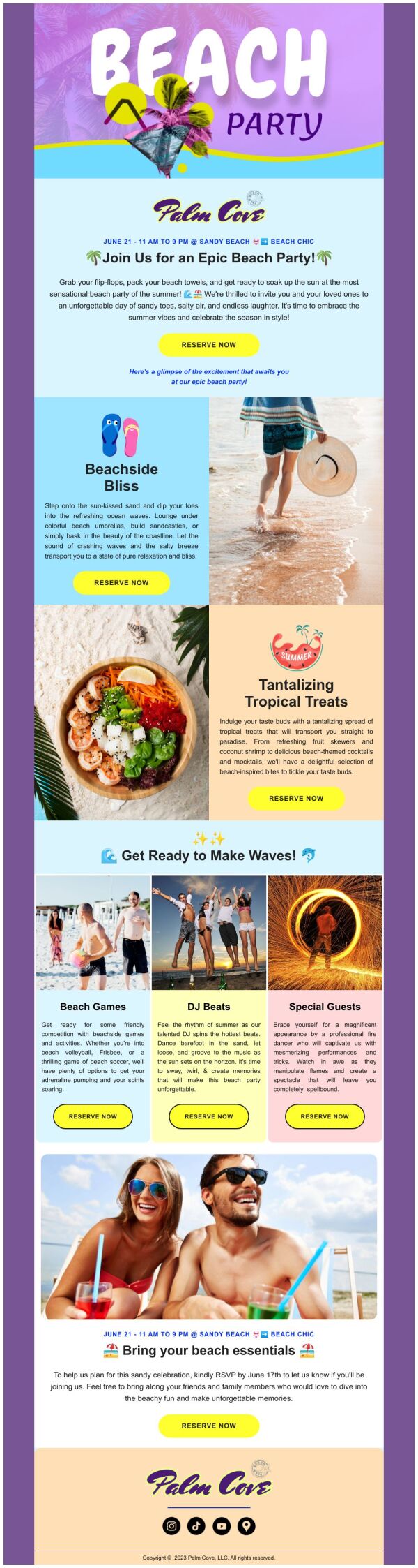 Invitation Email Template 'Beach Party' for Summer | PosterMyWall