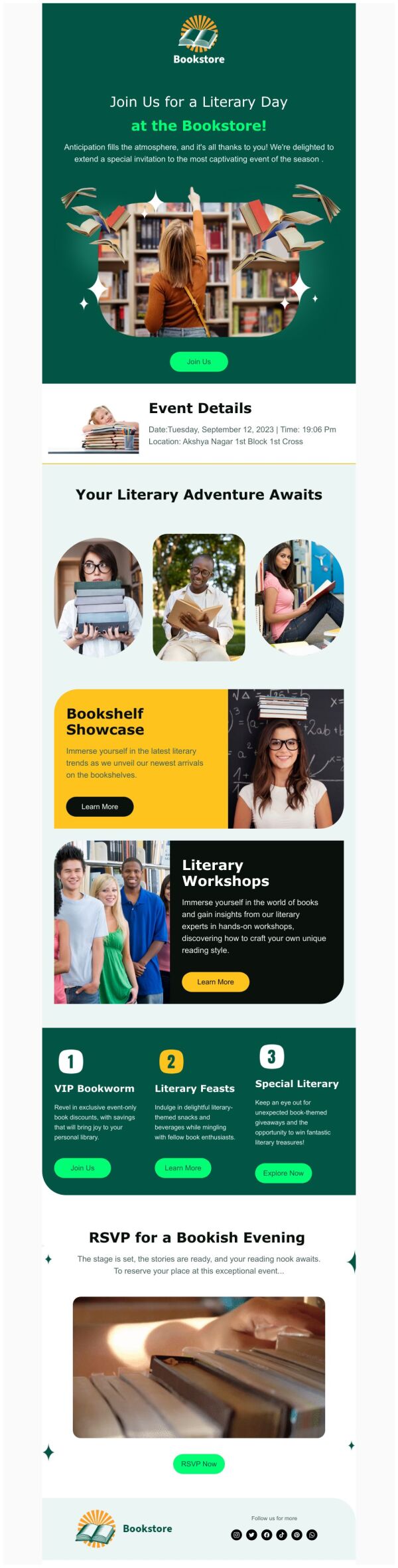 Invitation Email Template 'Book Store' for Retail | PosterMyWall