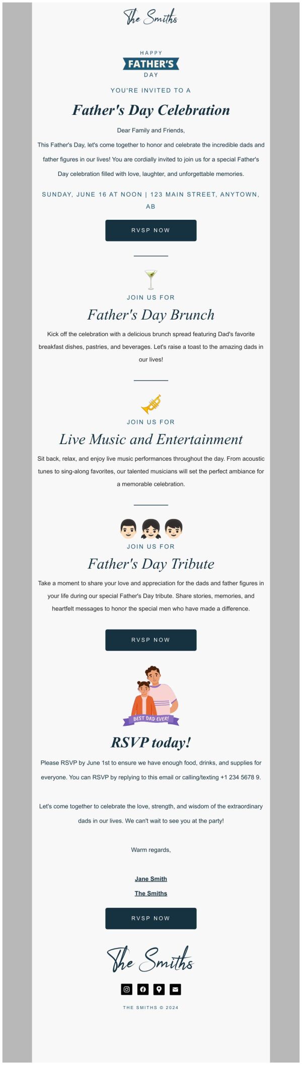 Invitation Email Template 'Brunch' for Father's Day | PosterMyWall