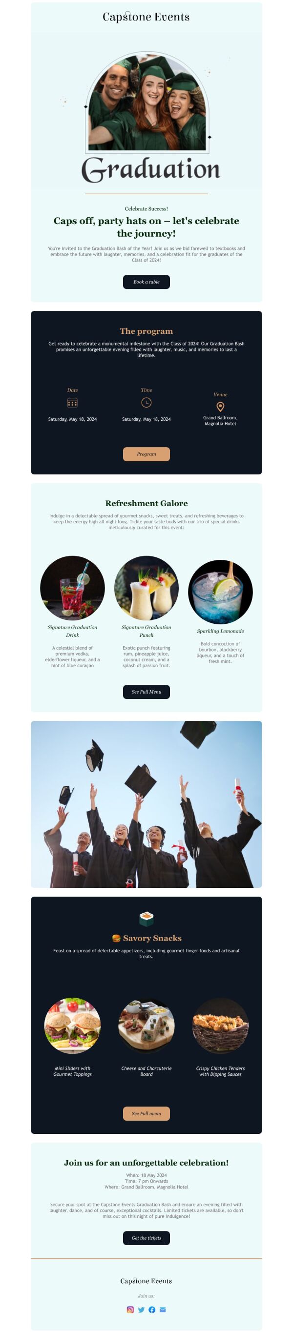 Invitation Email Template 'Capstone Events' for Graduation | PosterMyWall