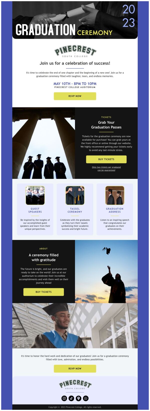 Invitation Email Template 'Celebration Of Success' for Graduation ...