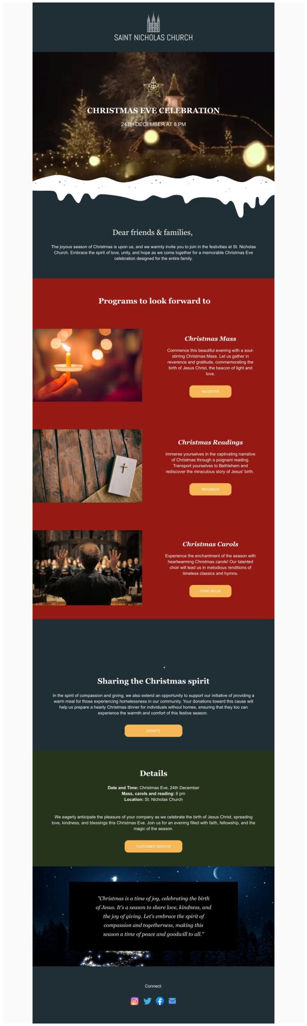 Invitation Email Template 'Church Readings and Carols' for Christmas ...