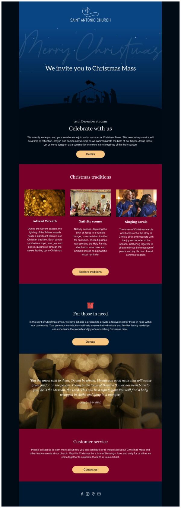 Invitation Email Template 'Church Traditions' for Christmas | PosterMyWall