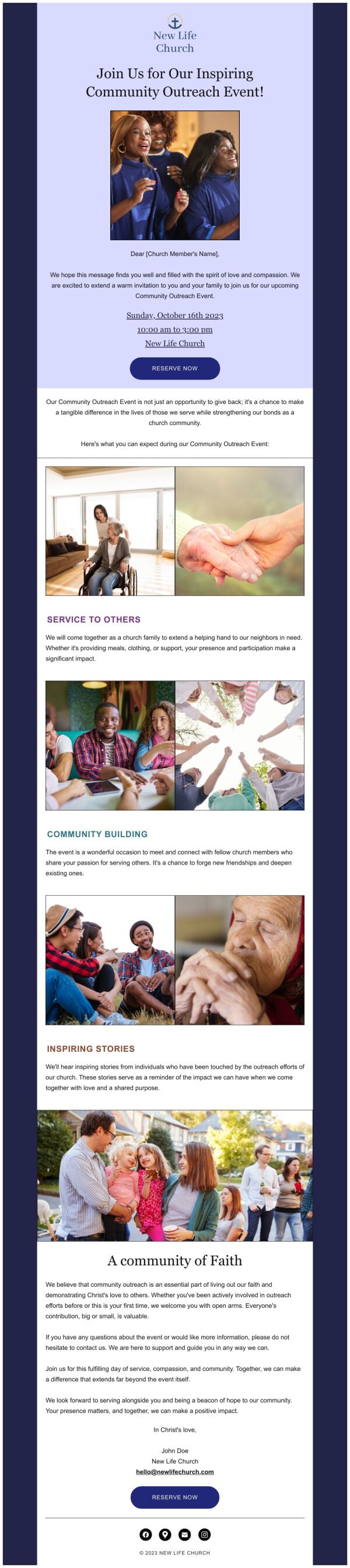 Invitation Email Template 'Community Outreach' for Church | PosterMyWall