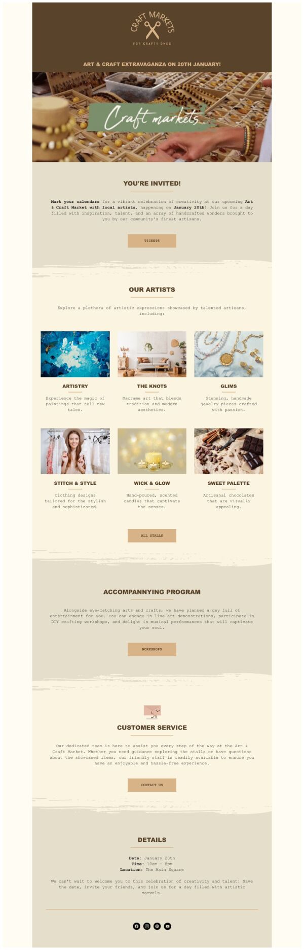Invitation Email Template 'Craft Market' for Small Business | PosterMyWall