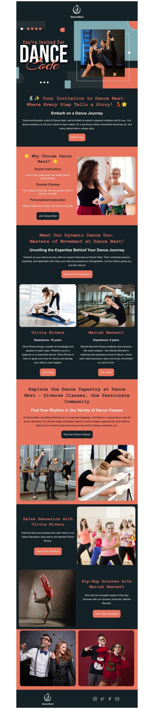 Invitation Email Template 'Dance Code' for Small Business | PosterMyWall