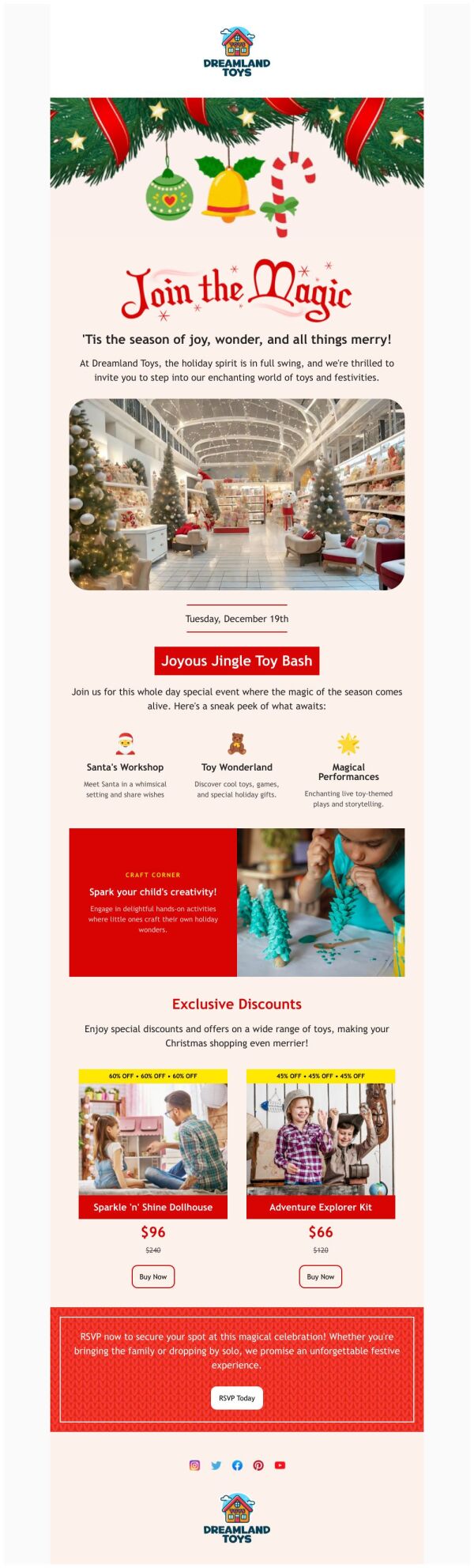 Invitation Email Template 'Dreamland Toys' for Christmas | PosterMyWall