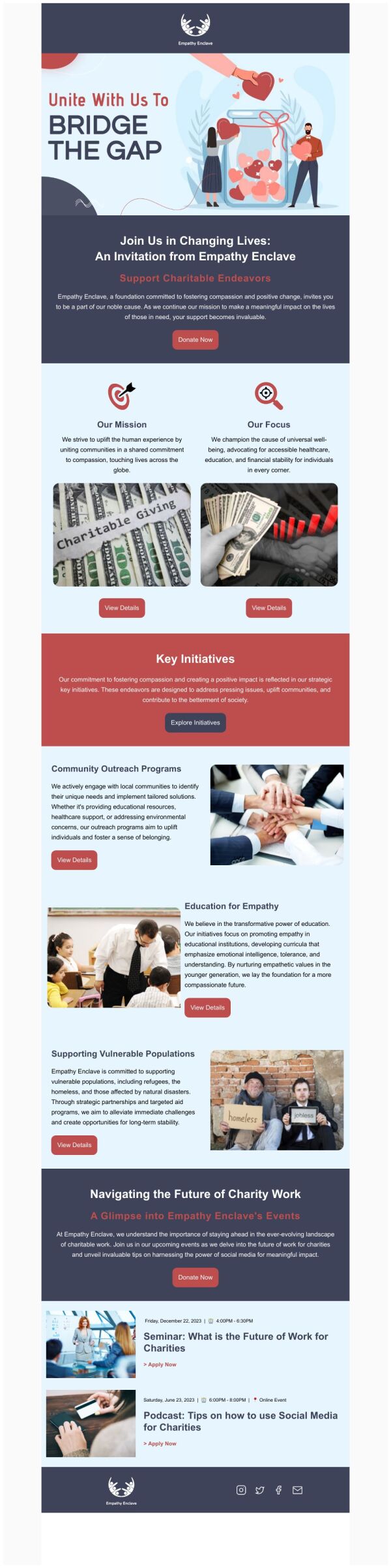 Invitation Email Template 'Empathy Enclave' for Charity | PosterMyWall